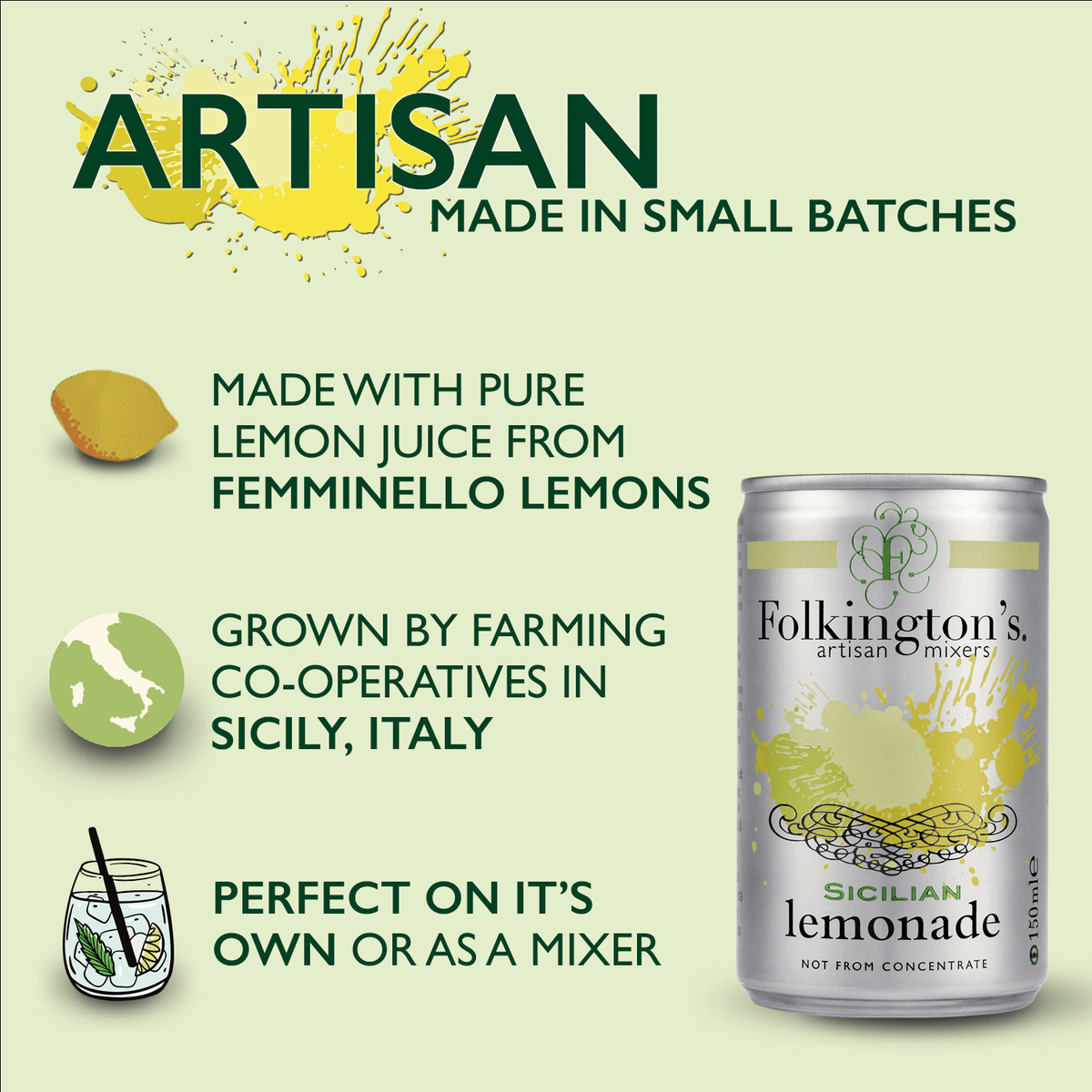 Sicilian lemonade - 24 x 150ml cans - TRAY – Folkington's